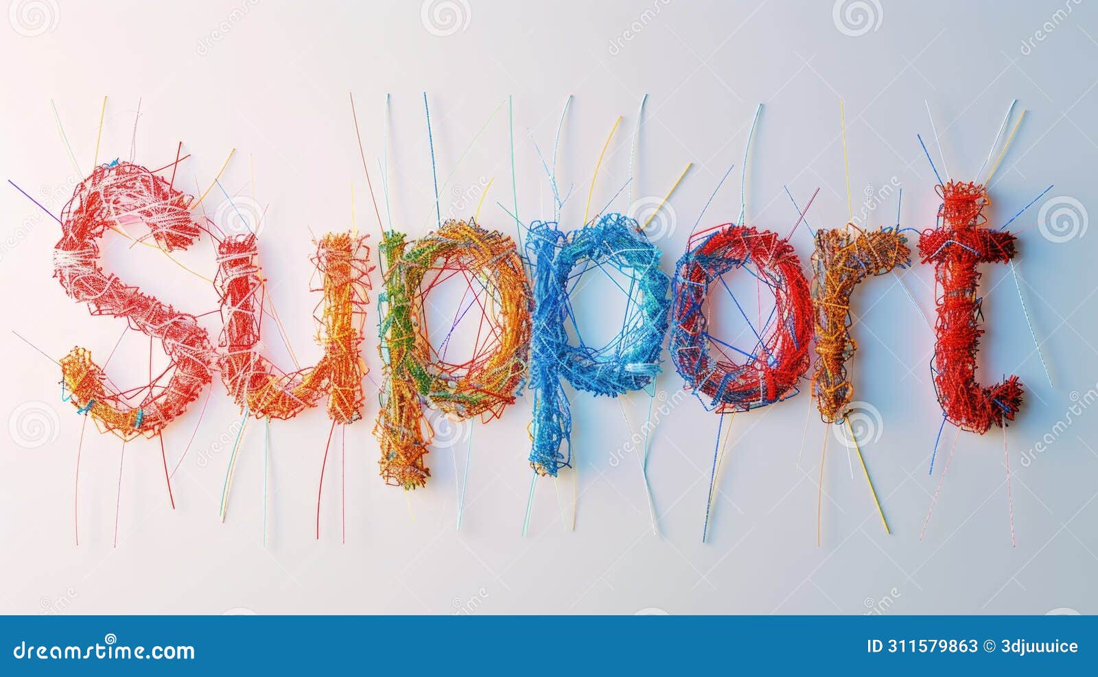 The Word Support Created in String Art Lettering. Stock Image - Image ...