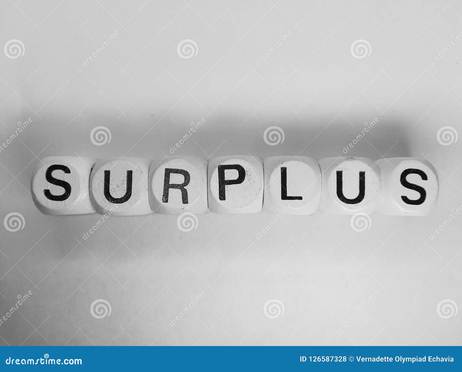 Word Surplus Spelled on Dice Stock Photo - Image of typography, graphic ...