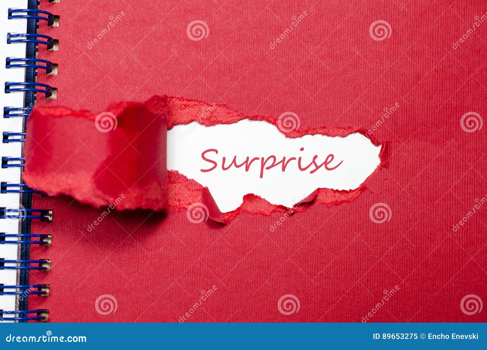 The Word Surprise Appearing Behind Torn Paper Stock Image - Image of ...