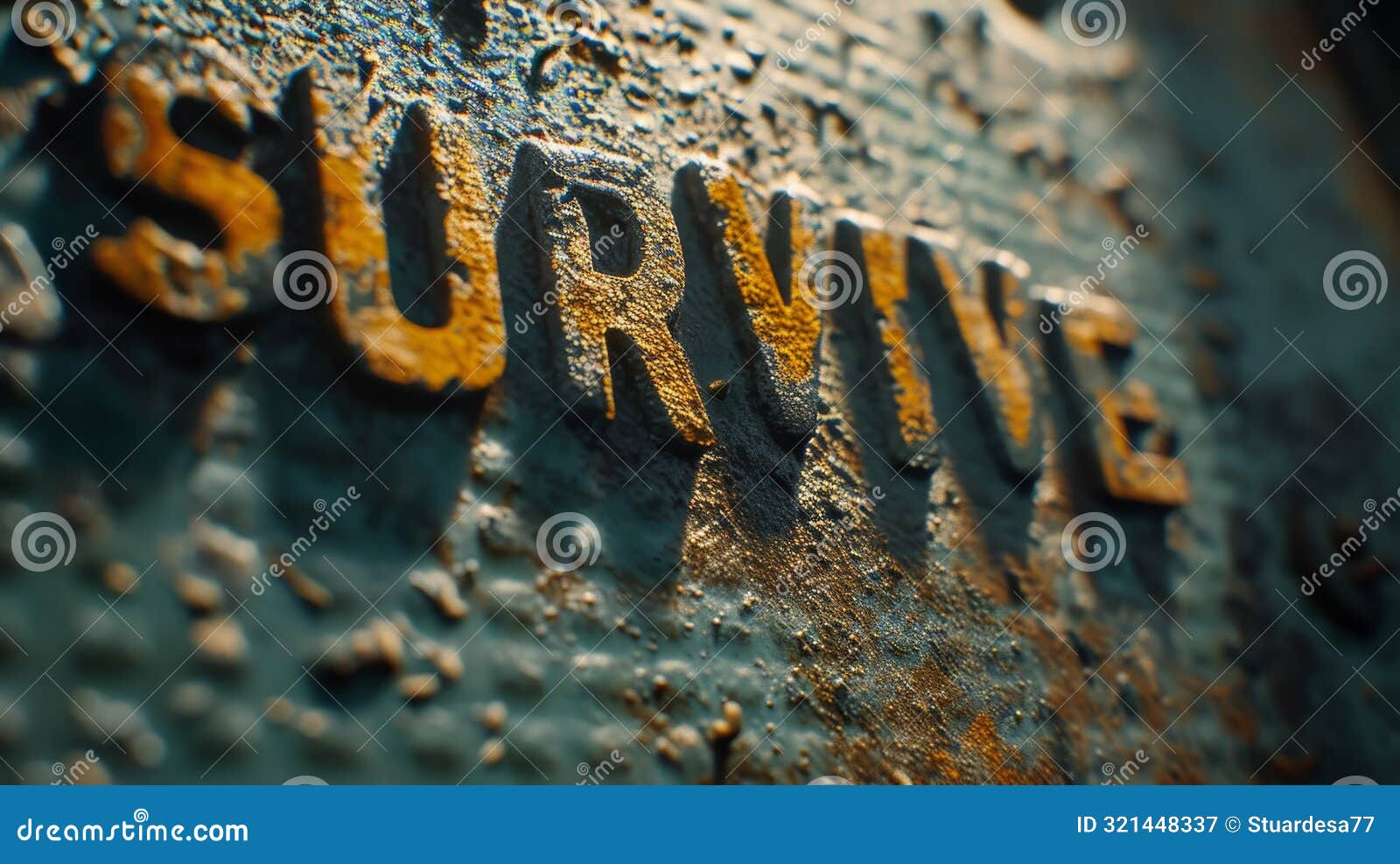 Textured Survive Message on Metal Stock Image - Image of impactful ...