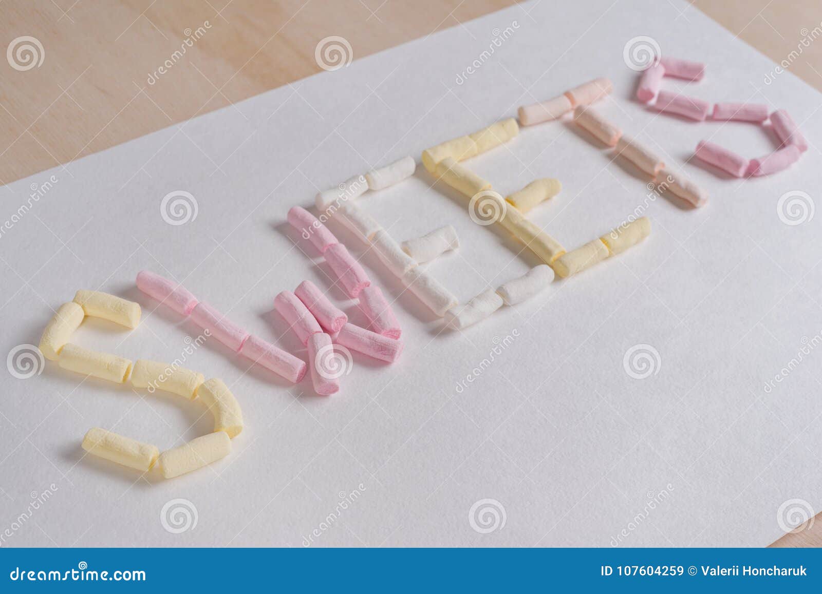 Word Sweets from Marshmallow. Background, Texture Stock Image - Image ...