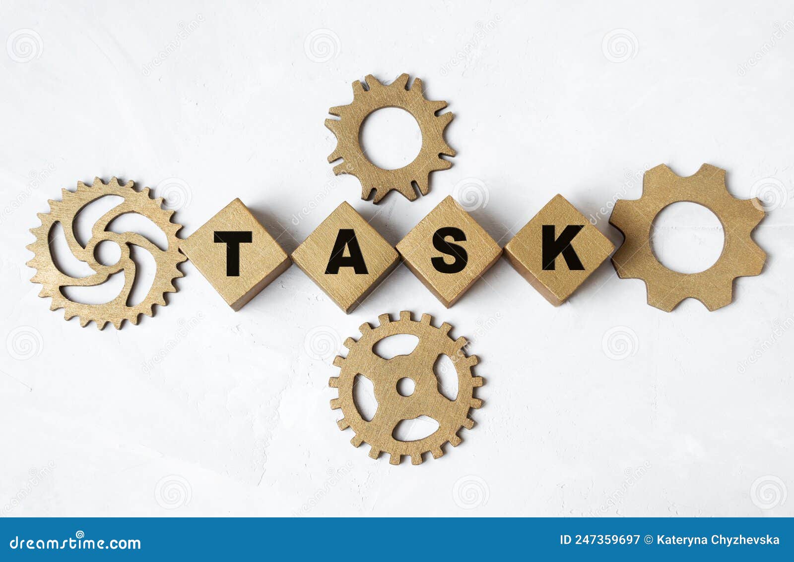 Word TASK Made from Letter Blocks and Cogwheels Stock Image - Image of ...