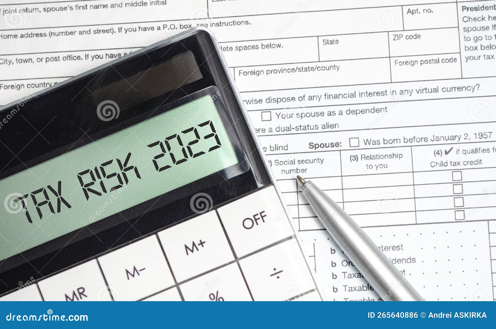 Word Tax Risk on Calculator Display and Charts Stock Photo - Image of ...