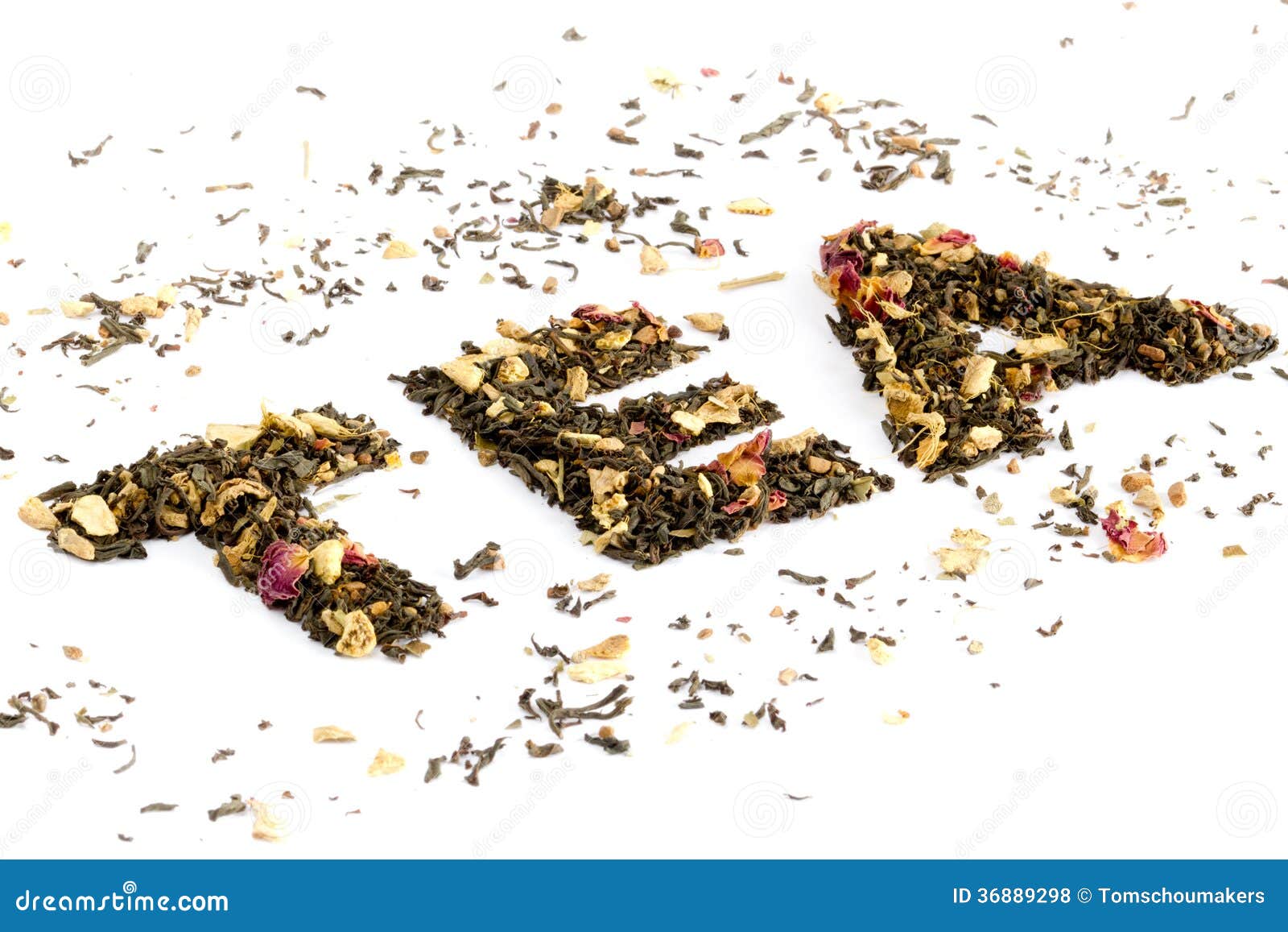 The Word Tea Spelled with Tea Stock Photo - Image of rose, flower: 36889298