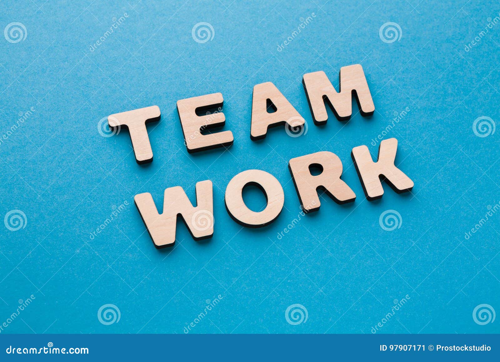 Word Teamwork on Blue Background Stock Image - Image of progress, sign ...