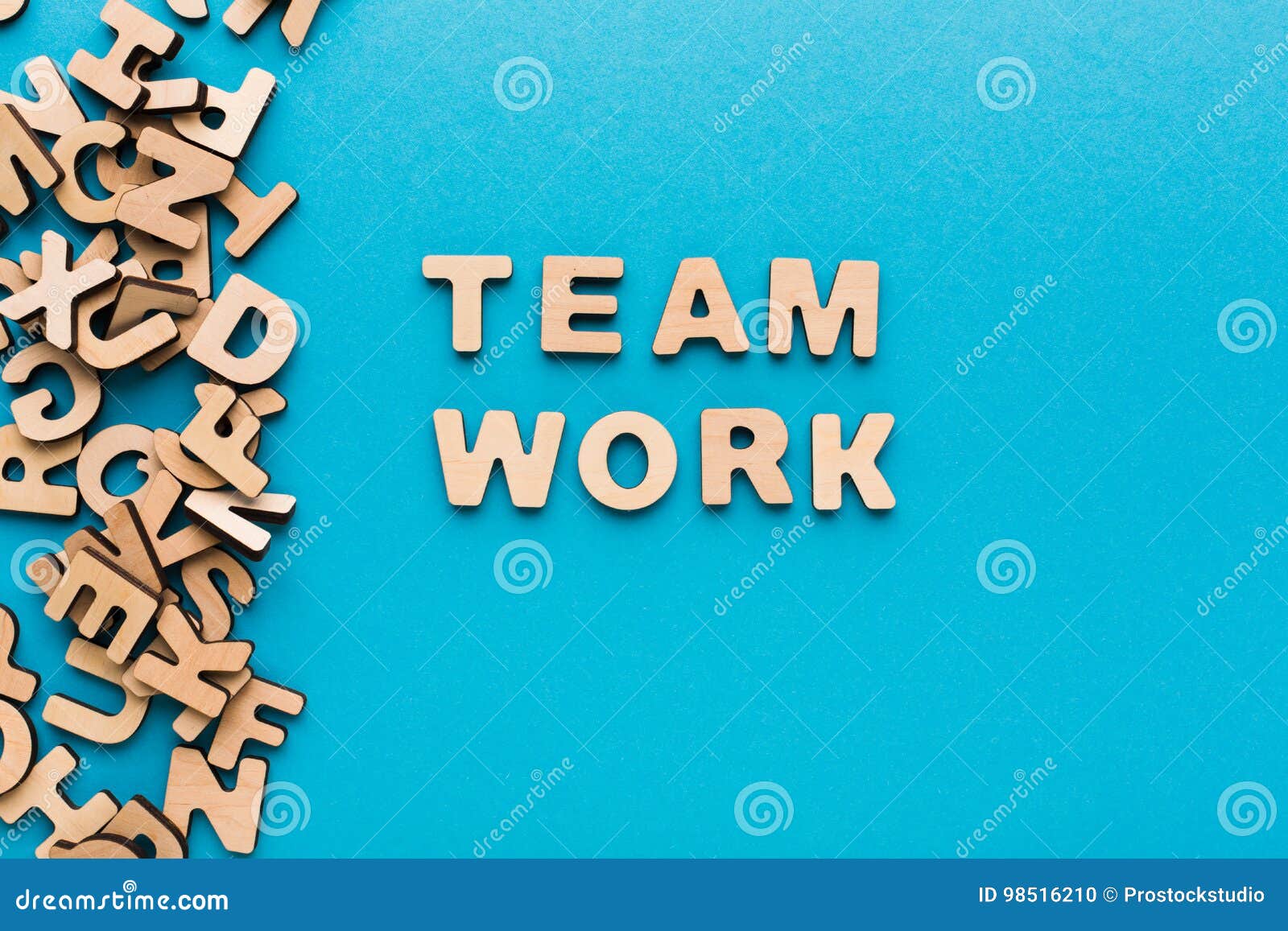 Word Teamwork on Blue Background Stock Photo - Image of community ...