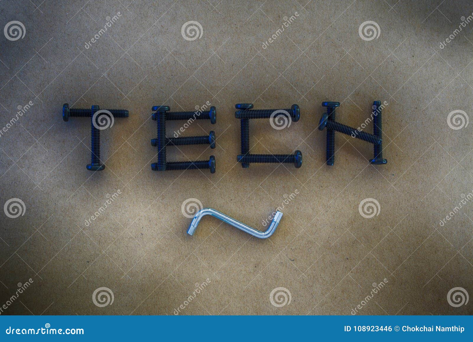 The Word TECH by Screws on a Black-gray Background. Stock Photo - Image ...