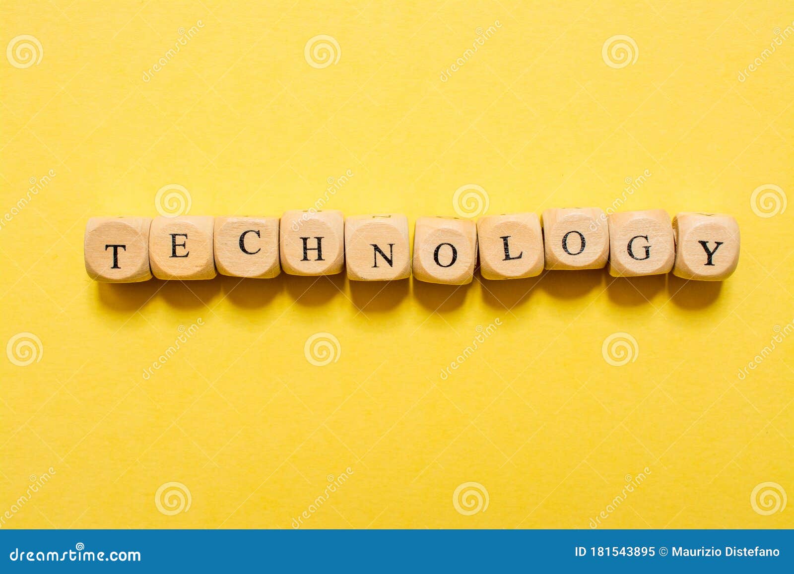 The Word Technology, Text Made with Dice on Yellow Background Stock ...