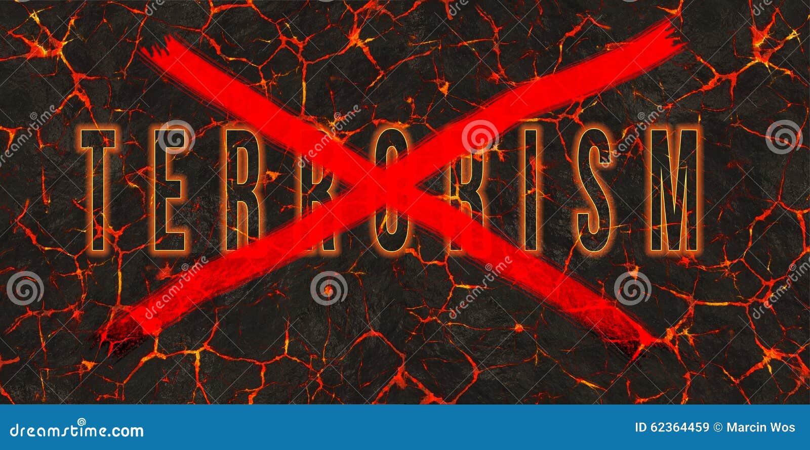 Word Terrorism Crossed by Red Paint on Danger Lava Stock Illustration ...