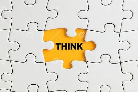 The Word Think Written on Yellow Missing Puzzle Piece. Thinking for a ...