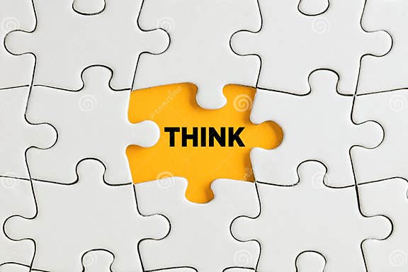 The Word Think Written on Yellow Missing Puzzle Piece. Thinking for a ...