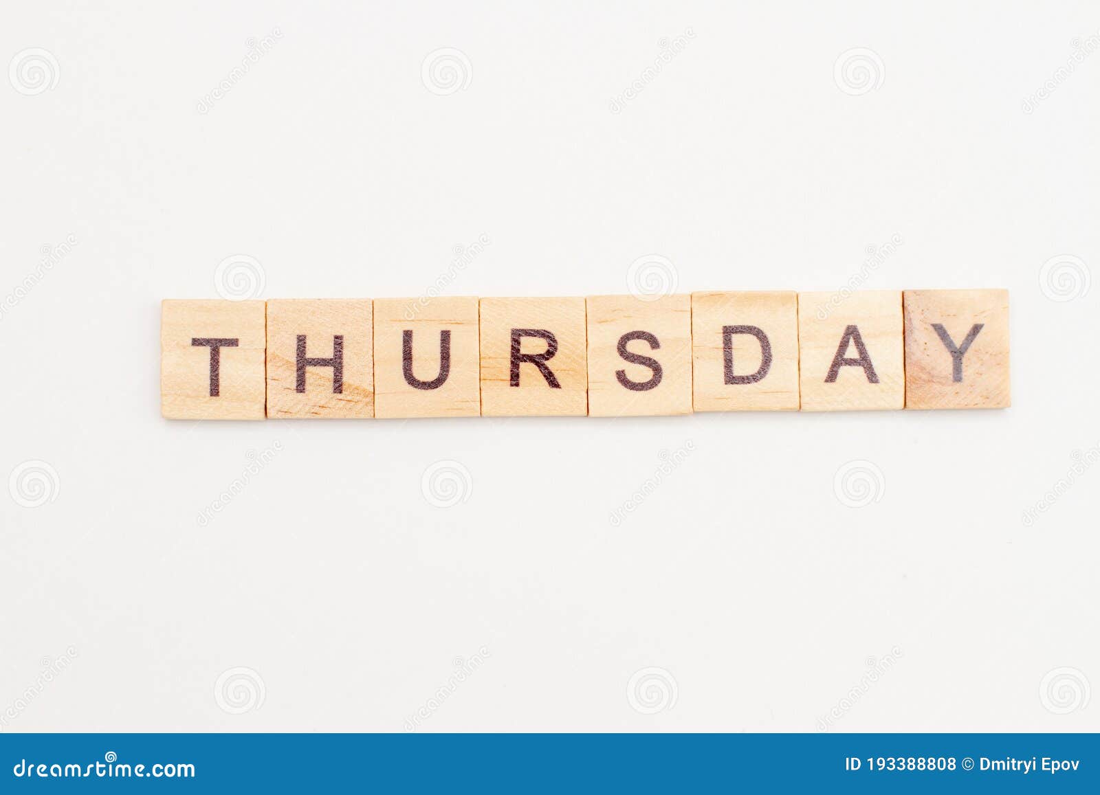 Word THURSDAY Made from Wooden Cubes on White. Days of the Week Stock ...