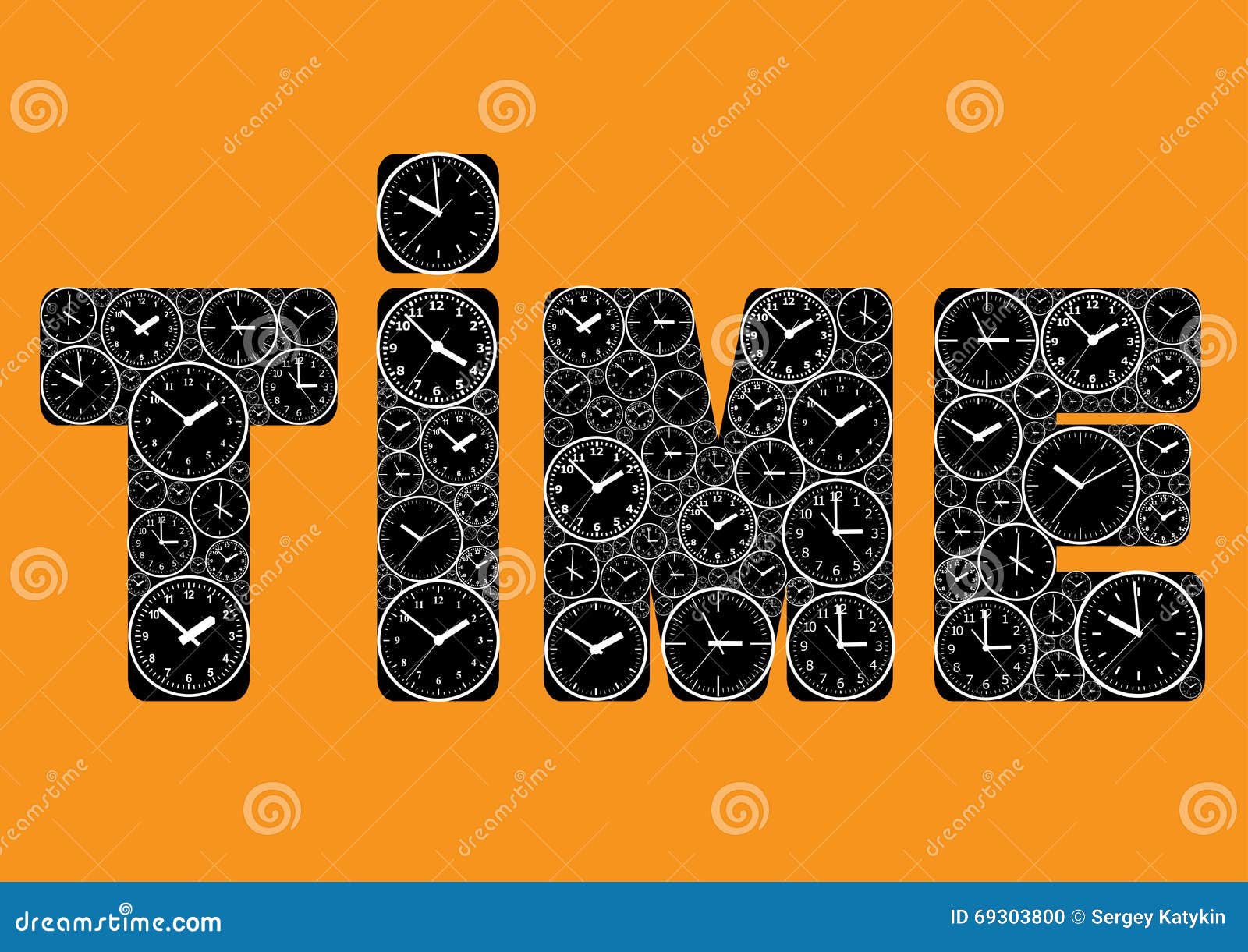 The Word Time, Made Up of Watch Dials. Stock Vector - Illustration of ...