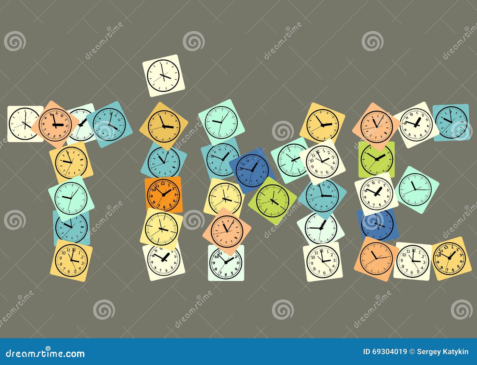 The Word Time, Made Up of Watch Dials. Stock Vector - Illustration of ...