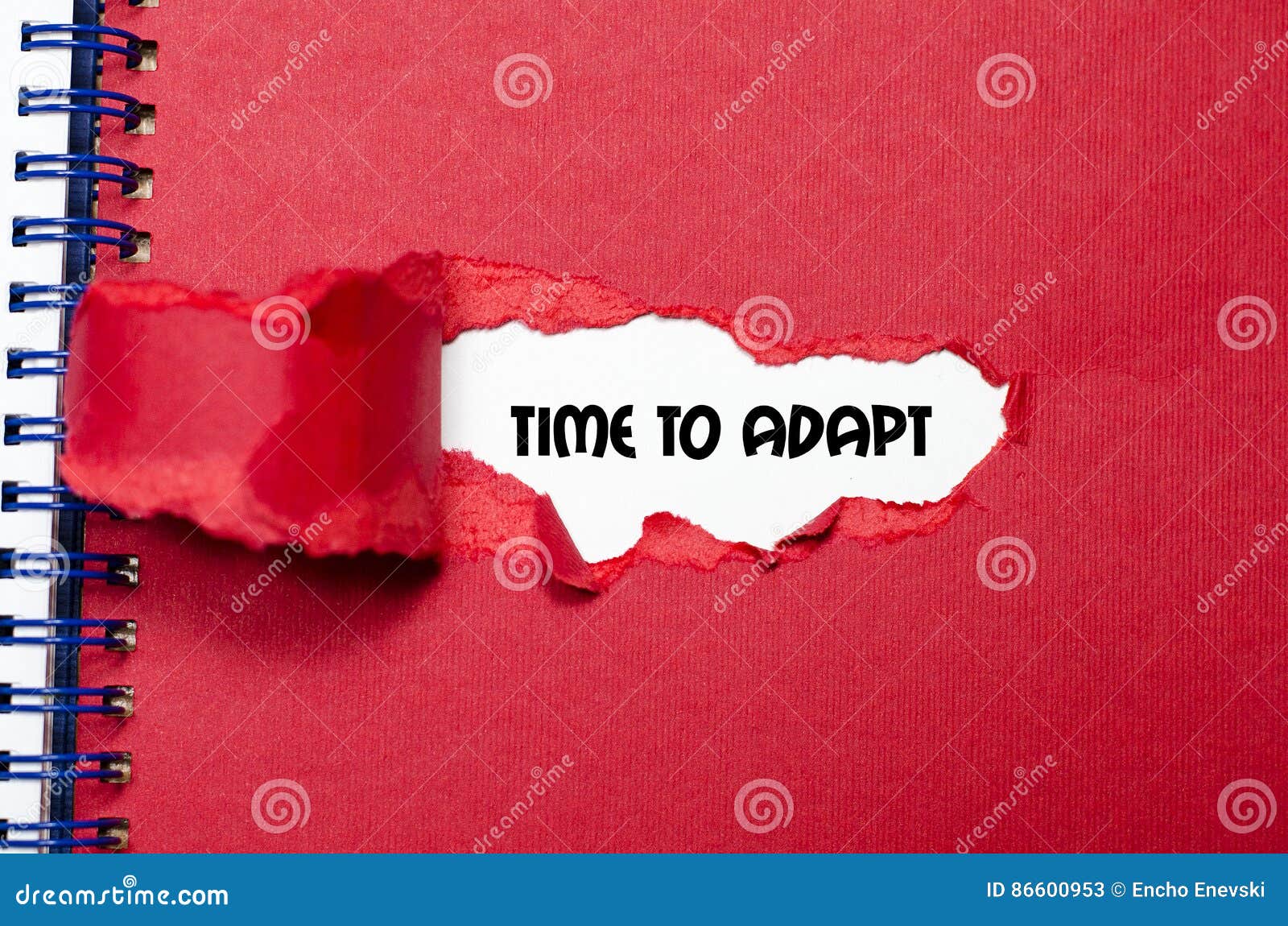 The Word Time To Adapt Appearing Behind Torn Paper Stock Image - Image ...