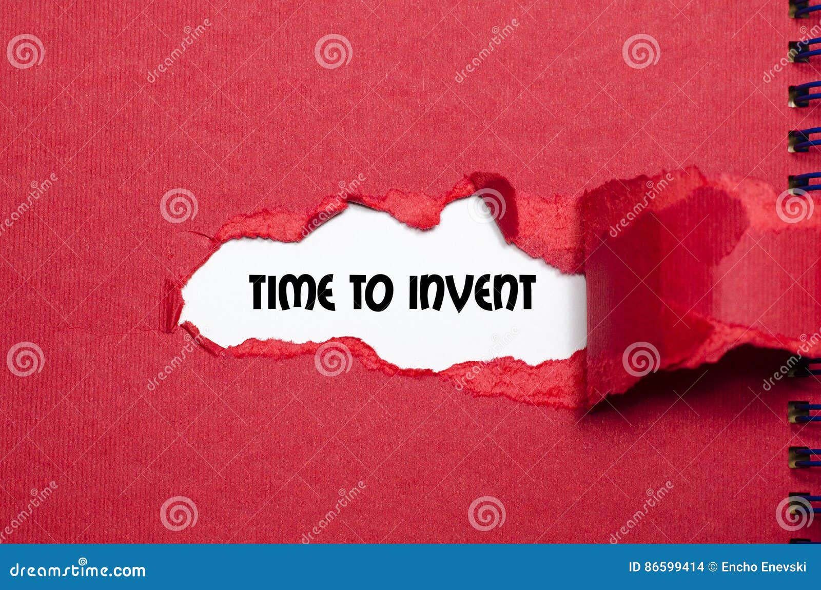 The Word Time To Invent Appearing Behind Torn Paper Stock Photo - Image ...