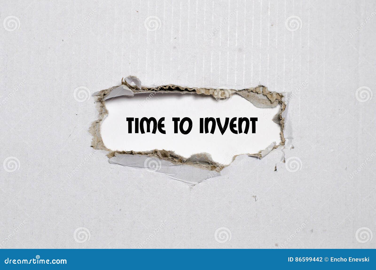 The Word Time To Invent Appearing Behind Torn Paper Stock Photo - Image ...