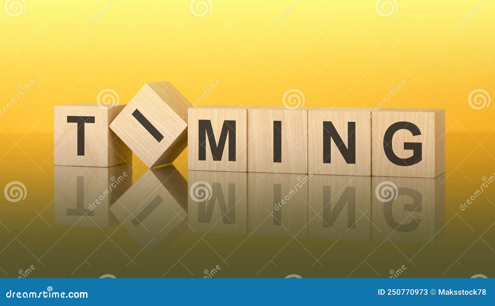 Word Timing Made with Wood Building Blocks. Text is Written in Black ...