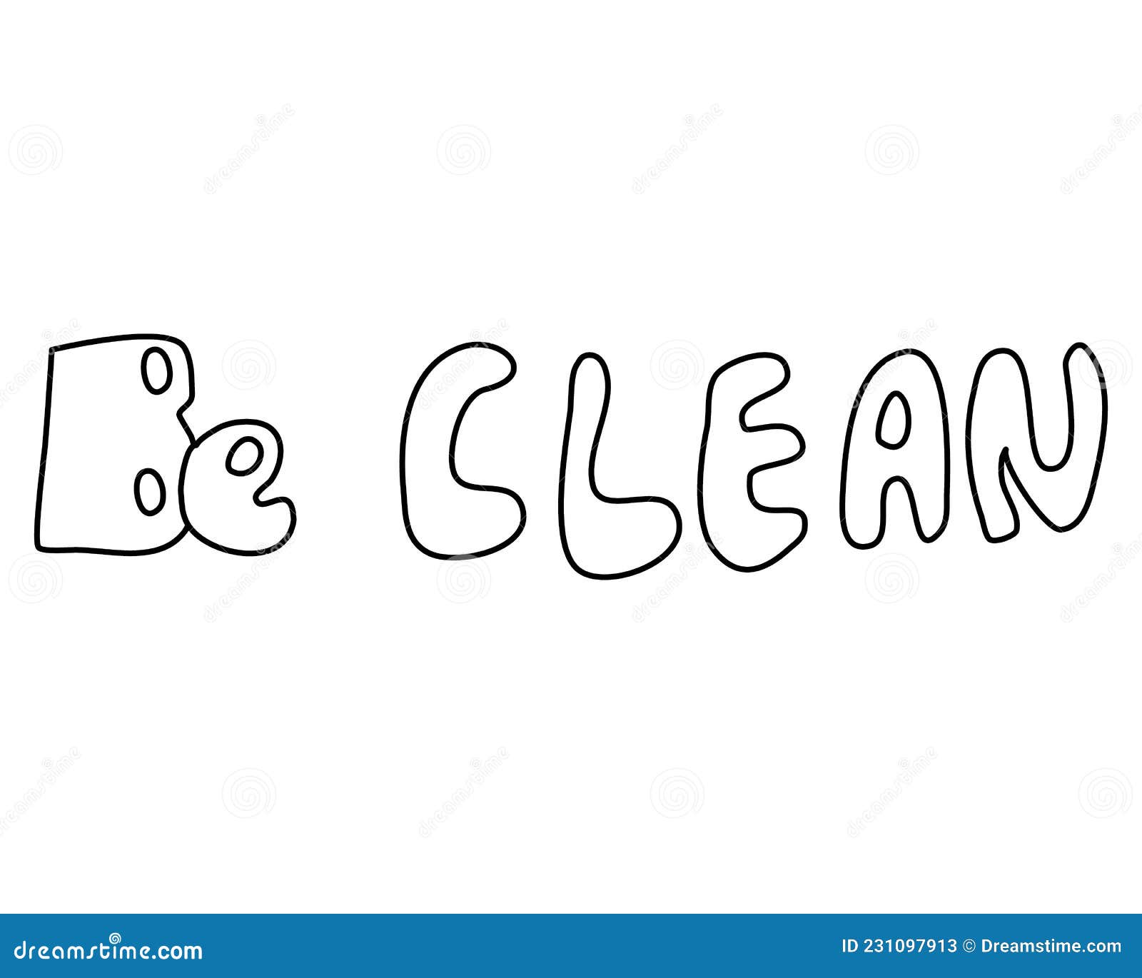 The Word To Be Clean is Drawn by Hand with an Outline. Stock Vector ...