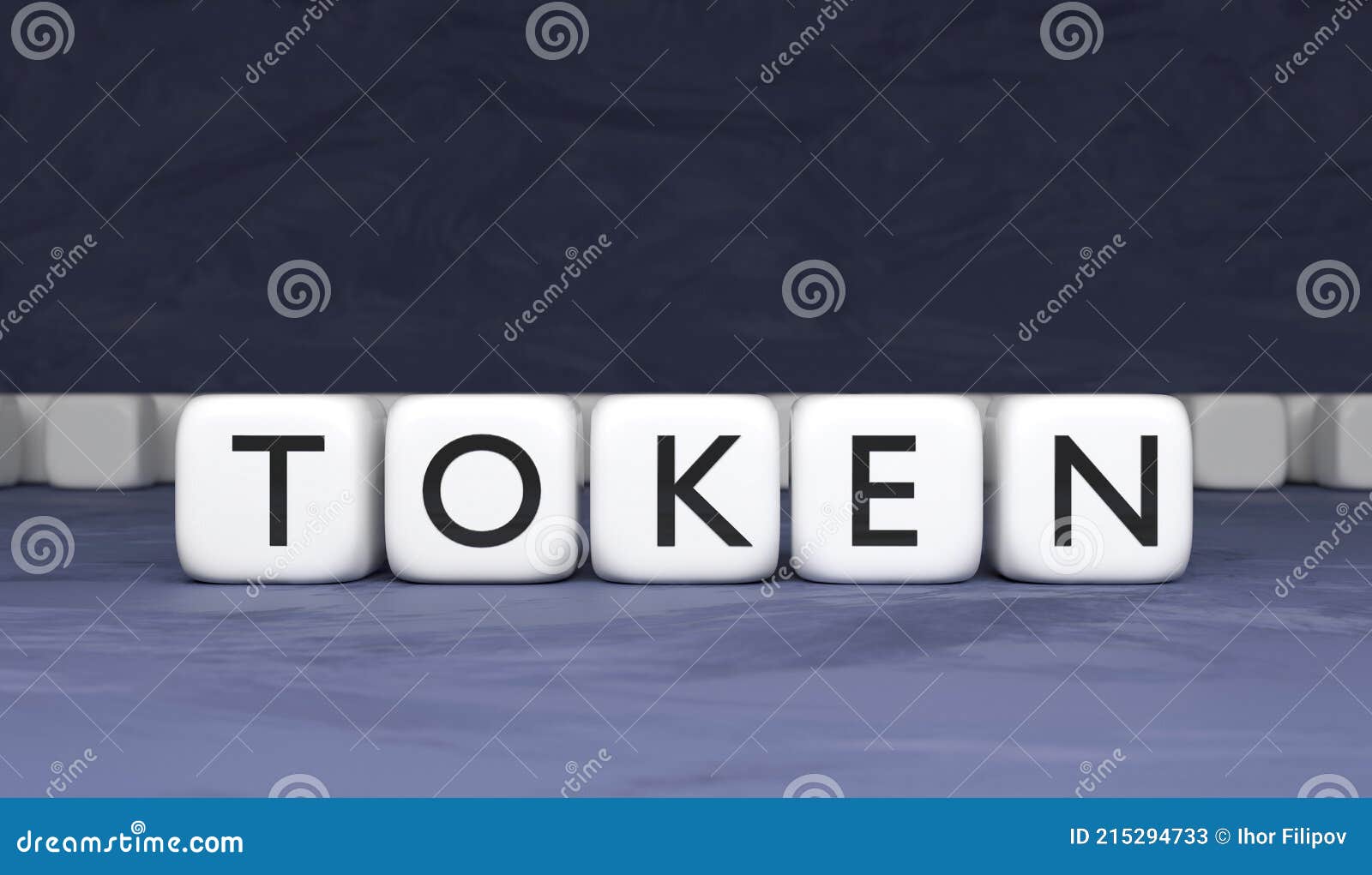 Word Token on White Cubes in Black Letters on a Blue Background for ...