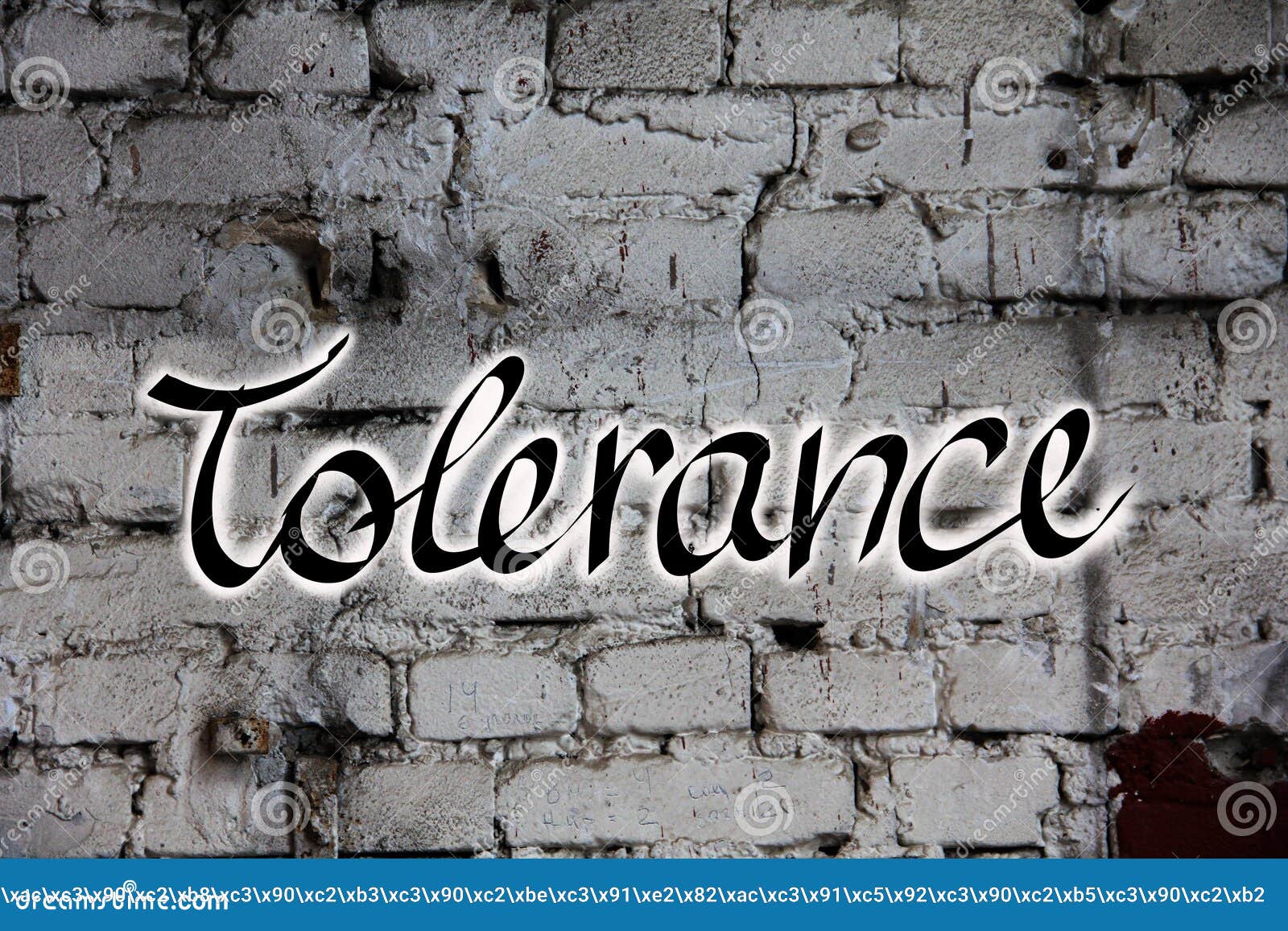 Word tolerance on wall stock photo. Image of asseptence - 124545396