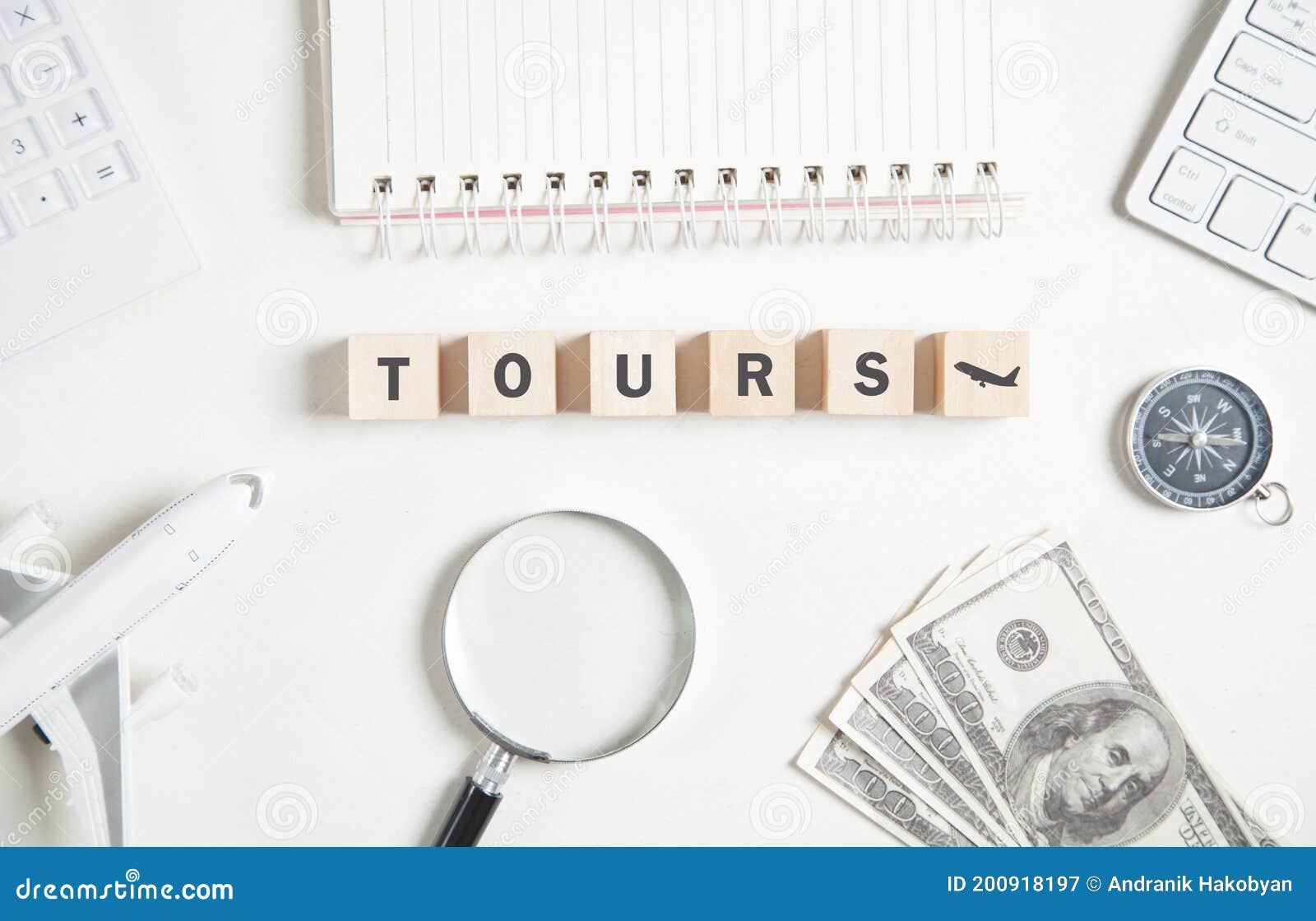 Word Tours on Wooden Cubes with a Travel Objects Stock Image - Image of ...