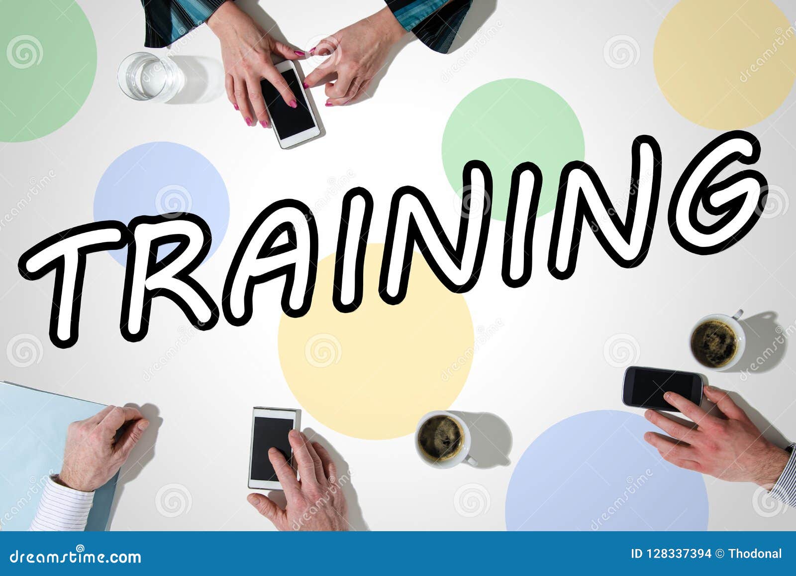 Word Training with Hands Using Smartphones Stock Photo - Image of ...