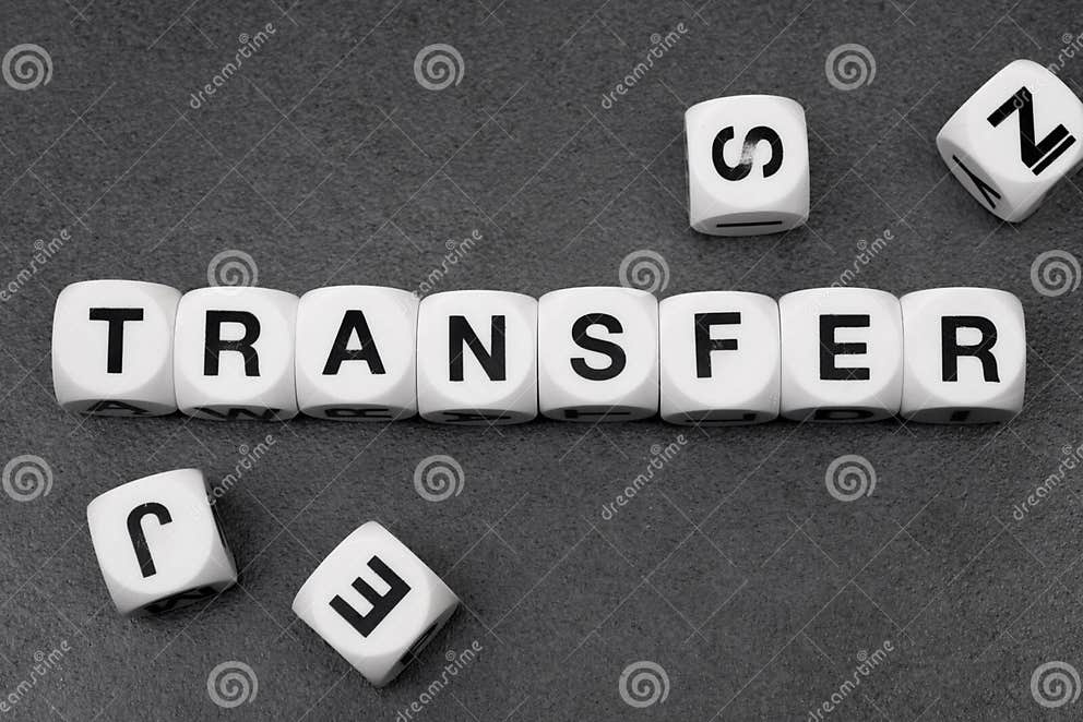 Word transfer on toy cubes stock photo. Image of game - 93949898