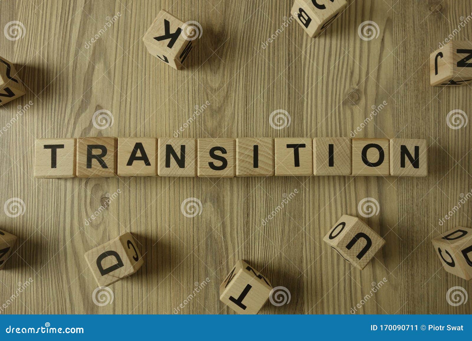 Word Transition from Wooden Blocks on Desk Stock Image - Image of ...
