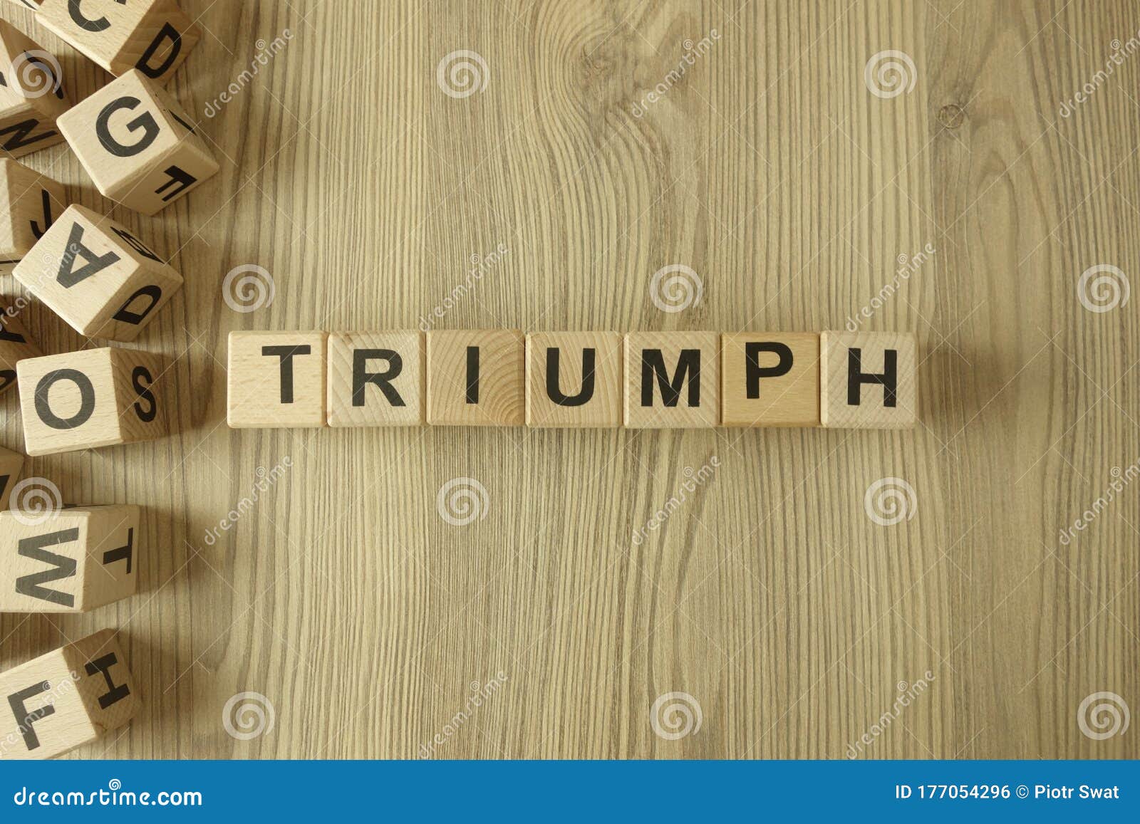 Word Triumph from Wooden Blocks Stock Photo - Image of achievement ...
