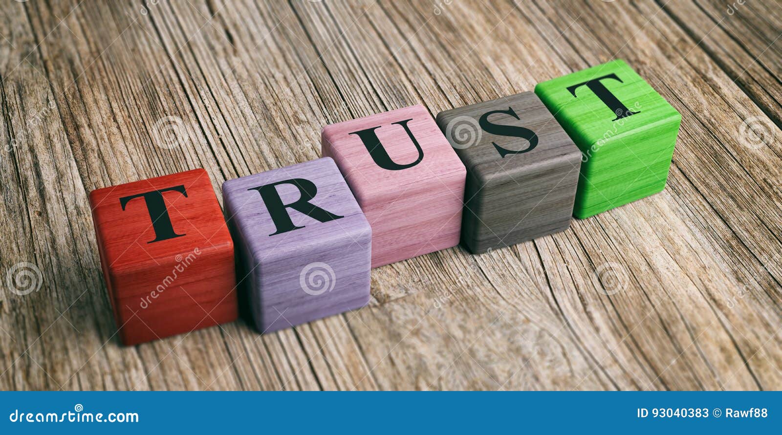 Word Trust on Wooden Blocks. 3d Illustration Stock Illustration ...