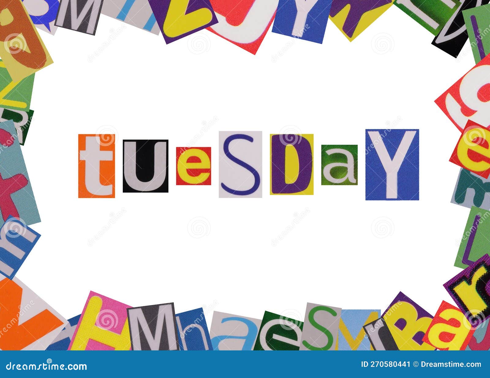 Word Tuesday from Cut Magazine Colored Letters Stock Illustration ...