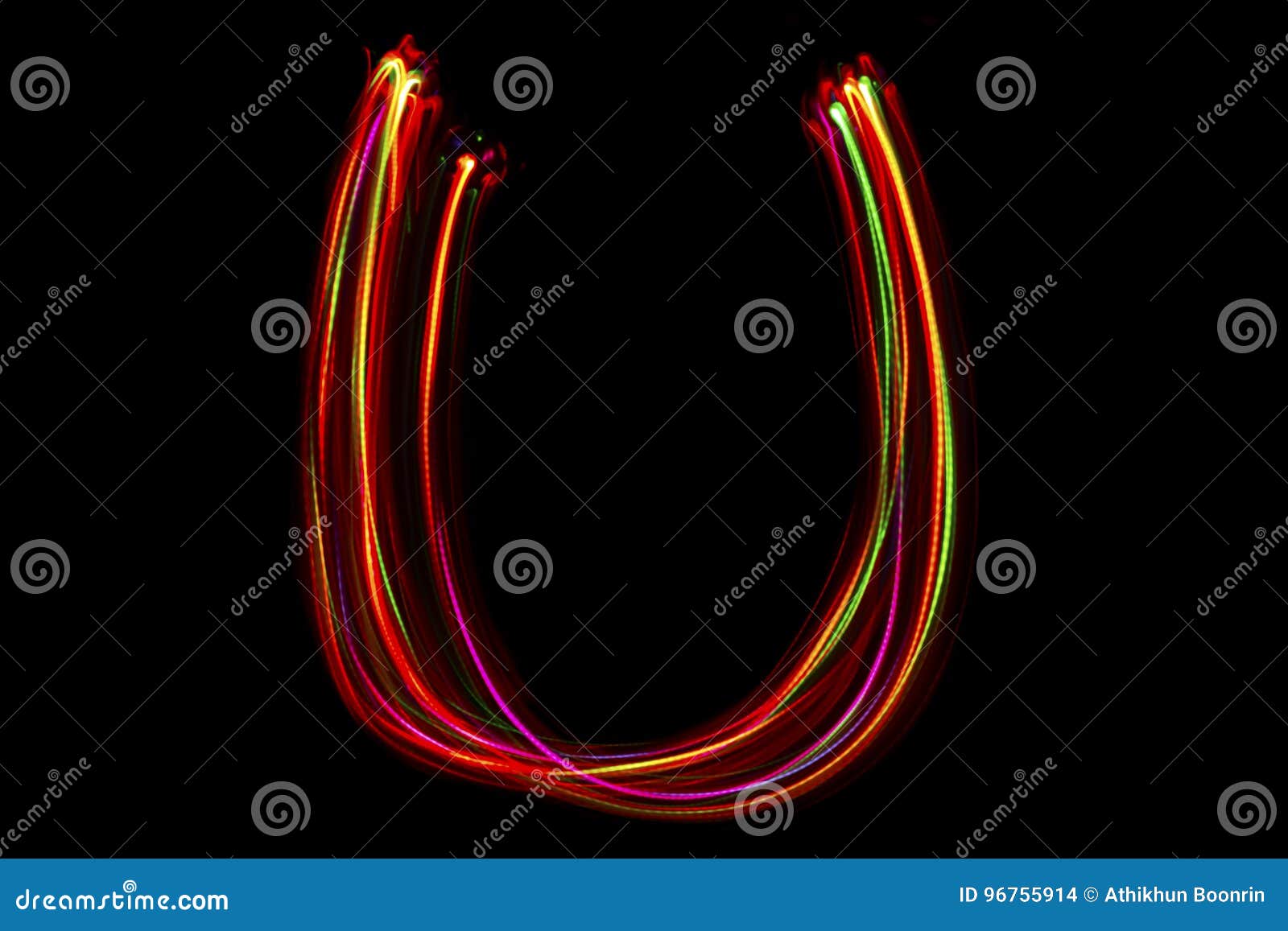 Word `U` Writing from Light. Stock Illustration - Illustration of neon ...