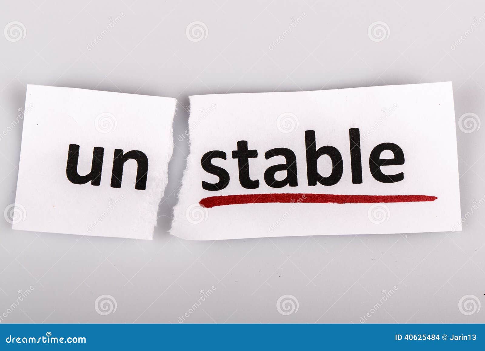 The Word Unstable Changed To Stable on Torn Paper Stock Photo - Image ...