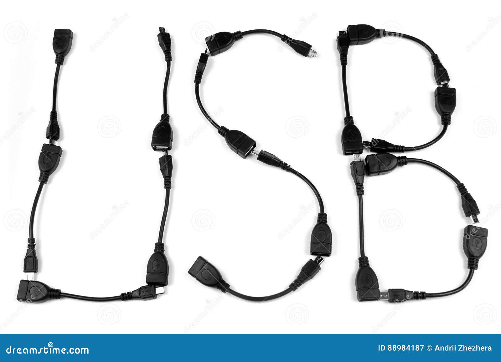 Word USB Made of on-the-go OTG Cables and Connectors Stock Image ...