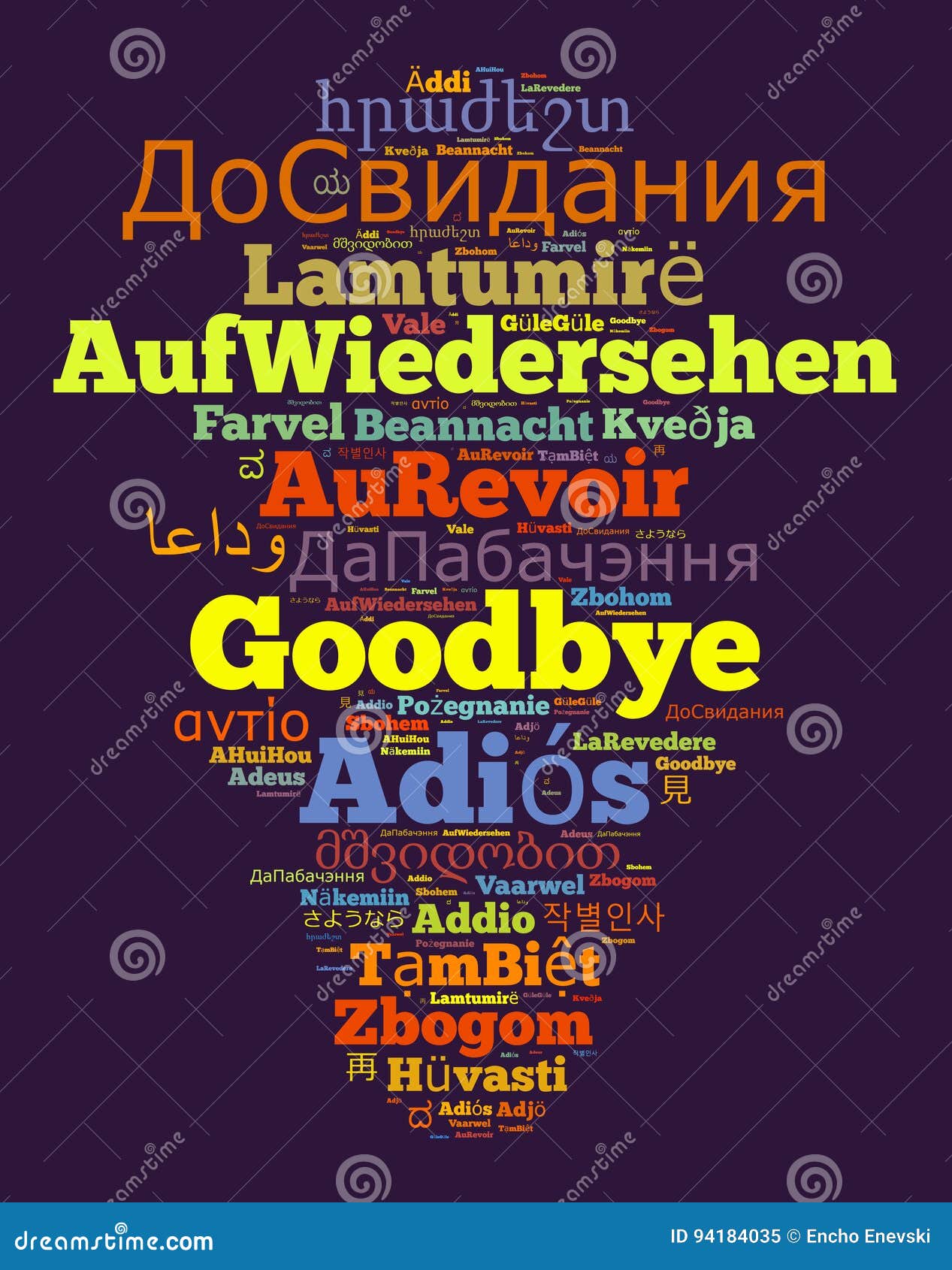 Word Vaarwel in Verschillende Talen Stock Illustratie - Illustration of ...