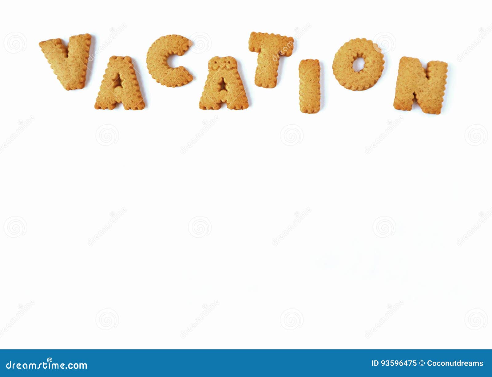 The Word VACATION Spelled with Alphabet Shaped Biscuits, on White ...