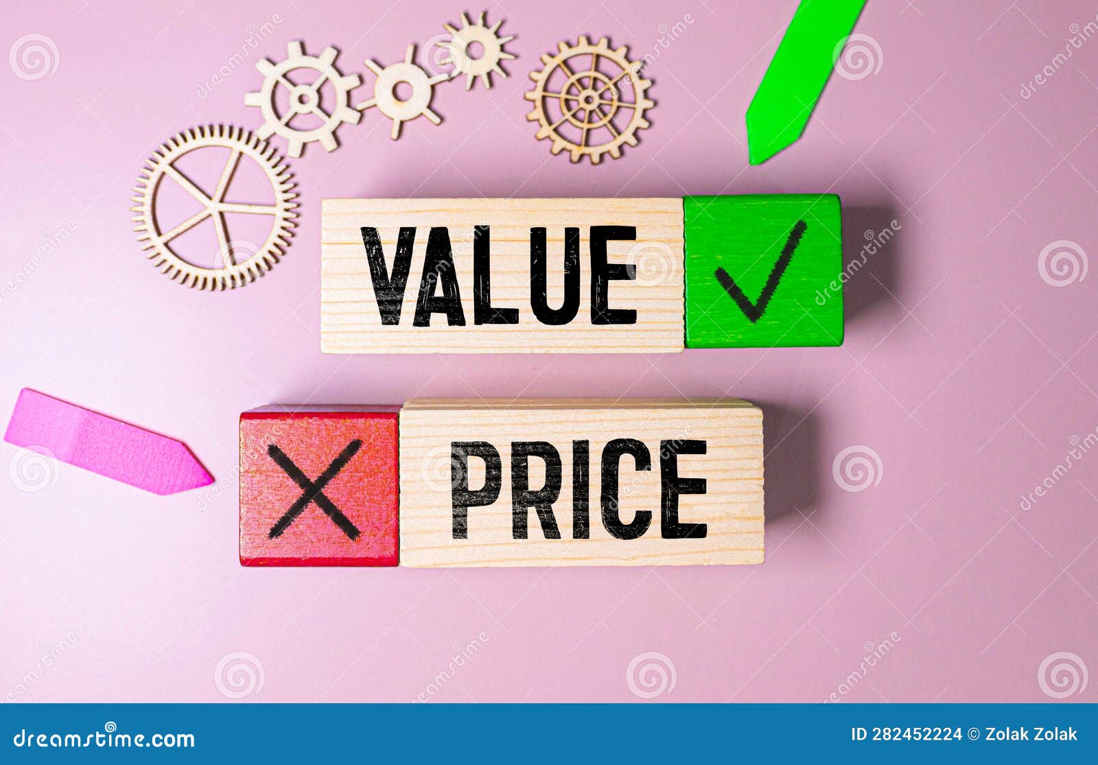 The Word Value Price on Two Matching Puzzle on Orange Background Stock ...