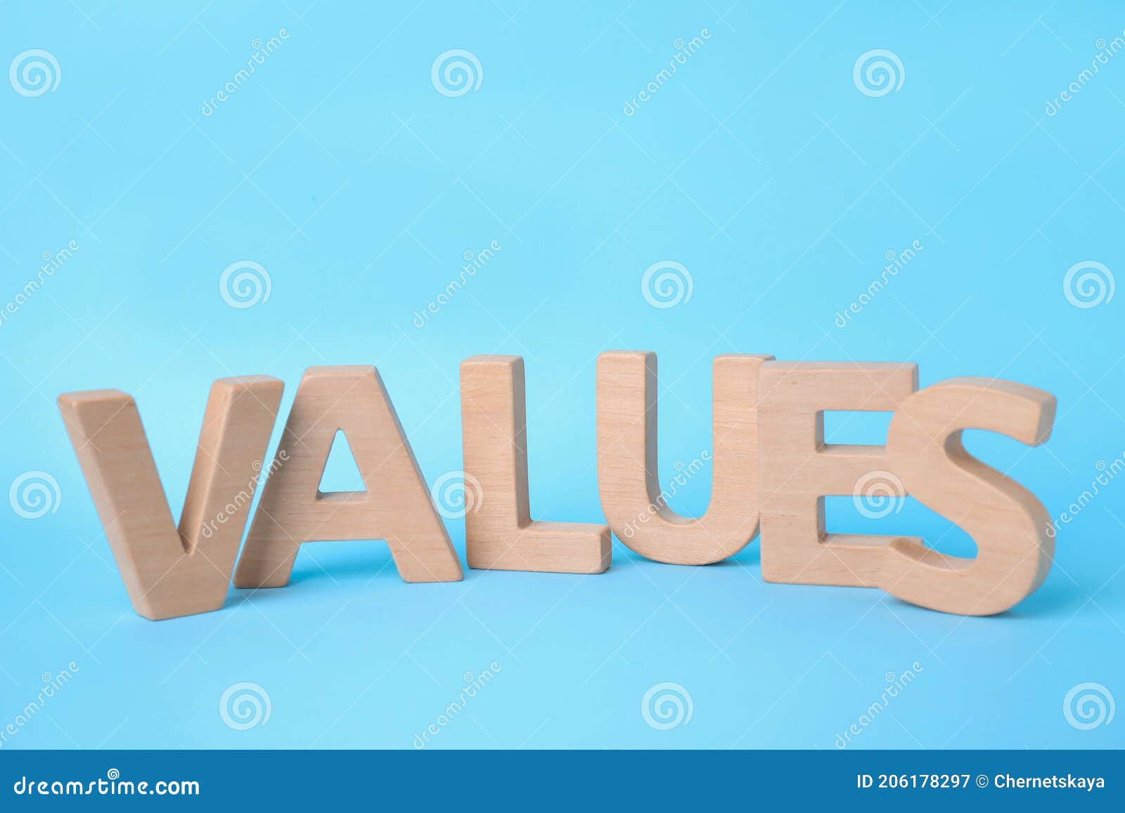 Word VALUES Made of Wooden Letters on Light Blue Background Stock Image ...