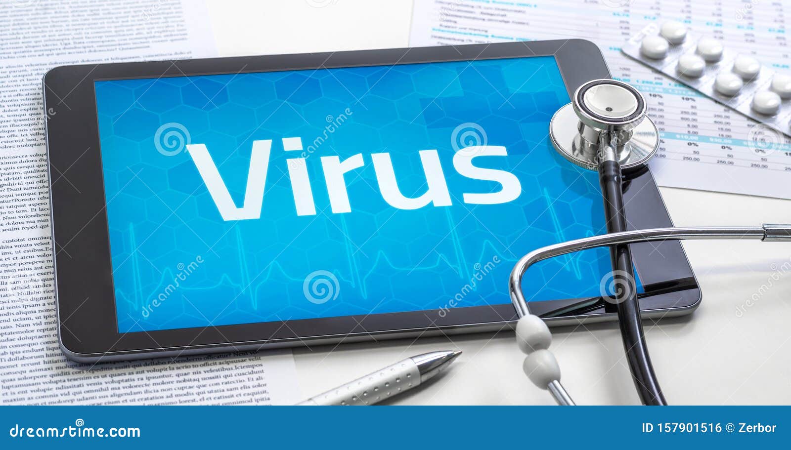 The Word Virus on the Display of a Tablet Stock Photo - Image of ...