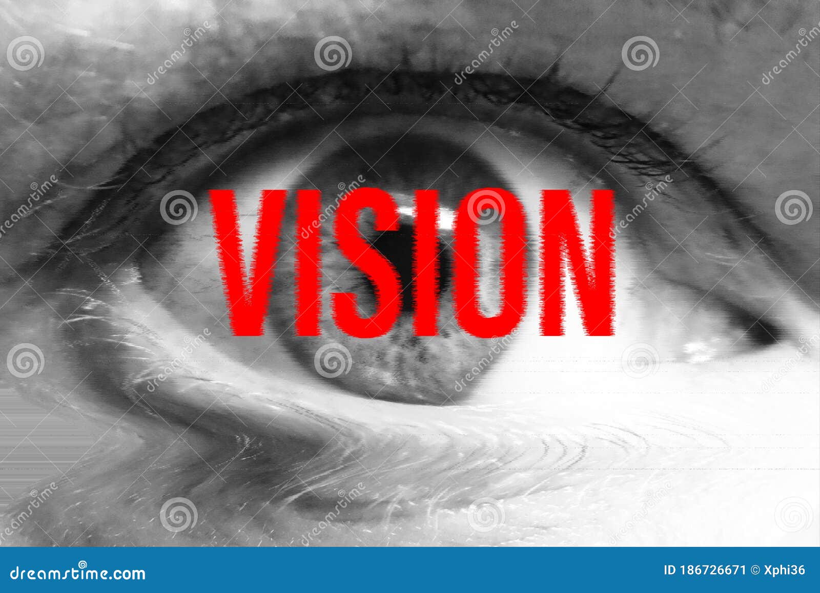 Word VISION with Glitch Disturb Effect on a Eye, Blurred Vision Stock ...