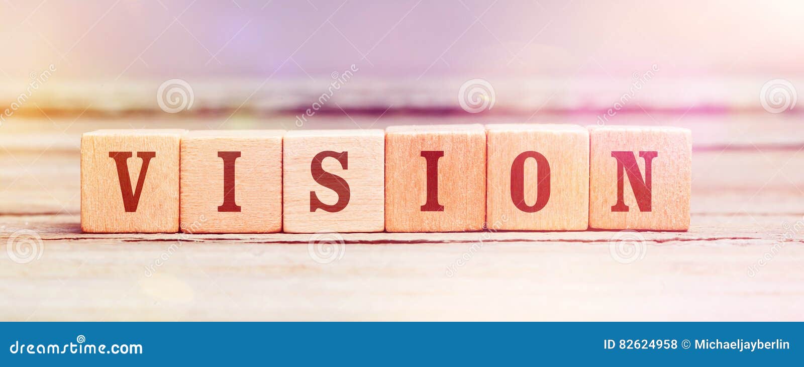 Word Vision with Wood Cubes on Table Stock Photo - Image of message ...