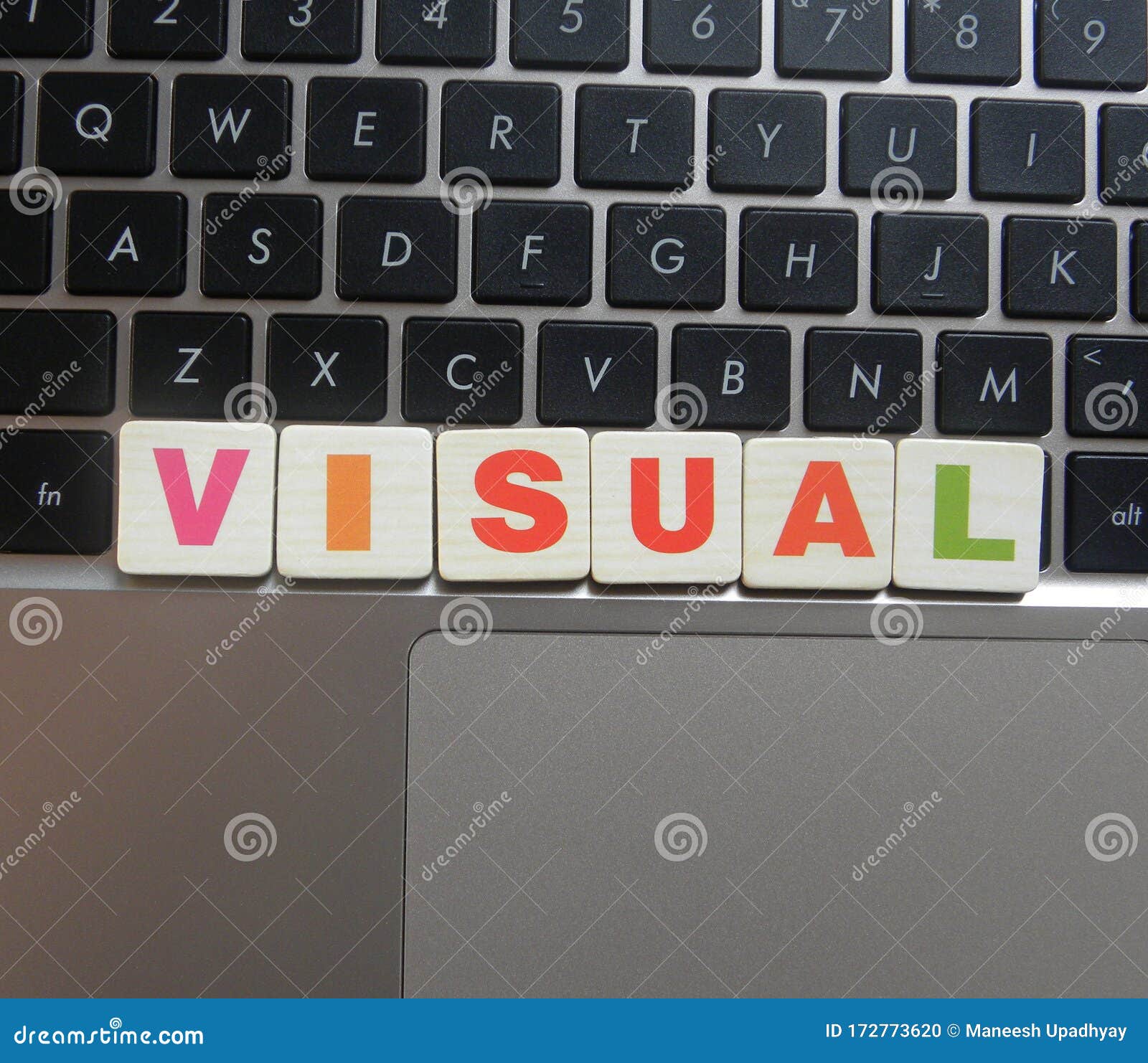 Word Visual on keyboard stock photo. Image of equipment - 172773620