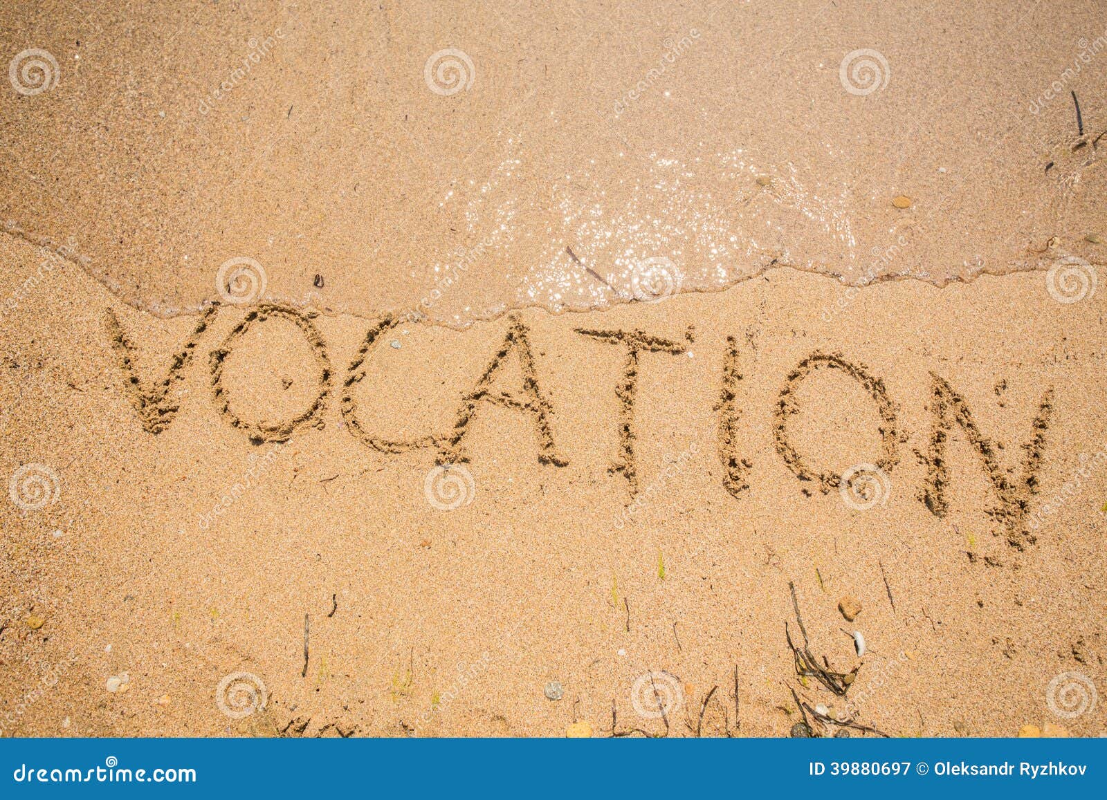 Word Vocation Write on White Sand Stock Image - Image of coast, glasses ...
