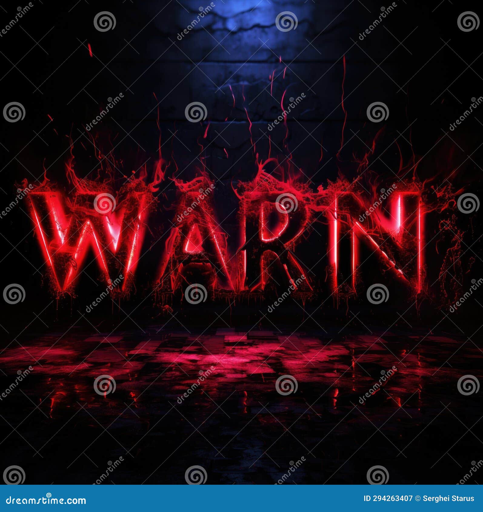 The Word Warn is Written in Red Fire, AI Stock Illustration ...