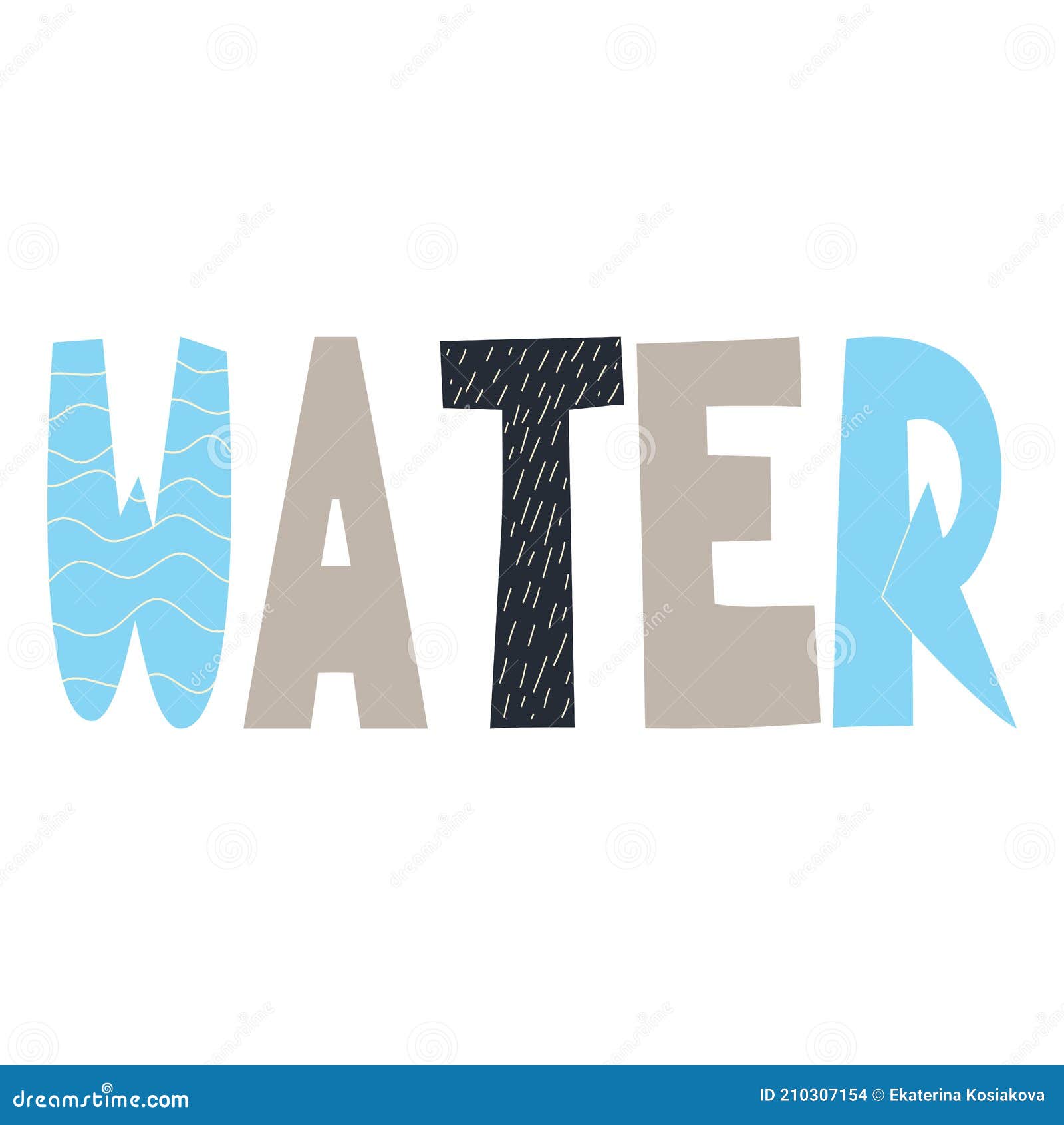 The Word Water, Which is Drawn in Vector Stock Vector - Illustration of ...