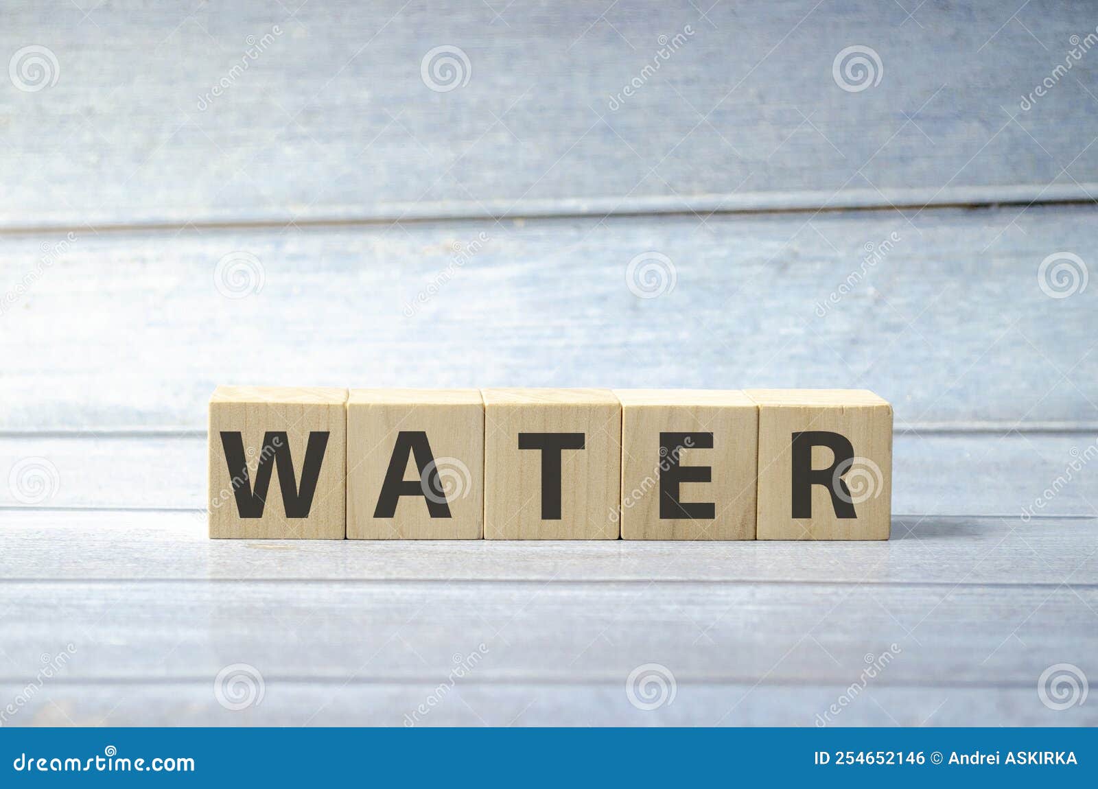 Word Water on Wooden Blocks and Blue Background Stock Photo - Image of ...
