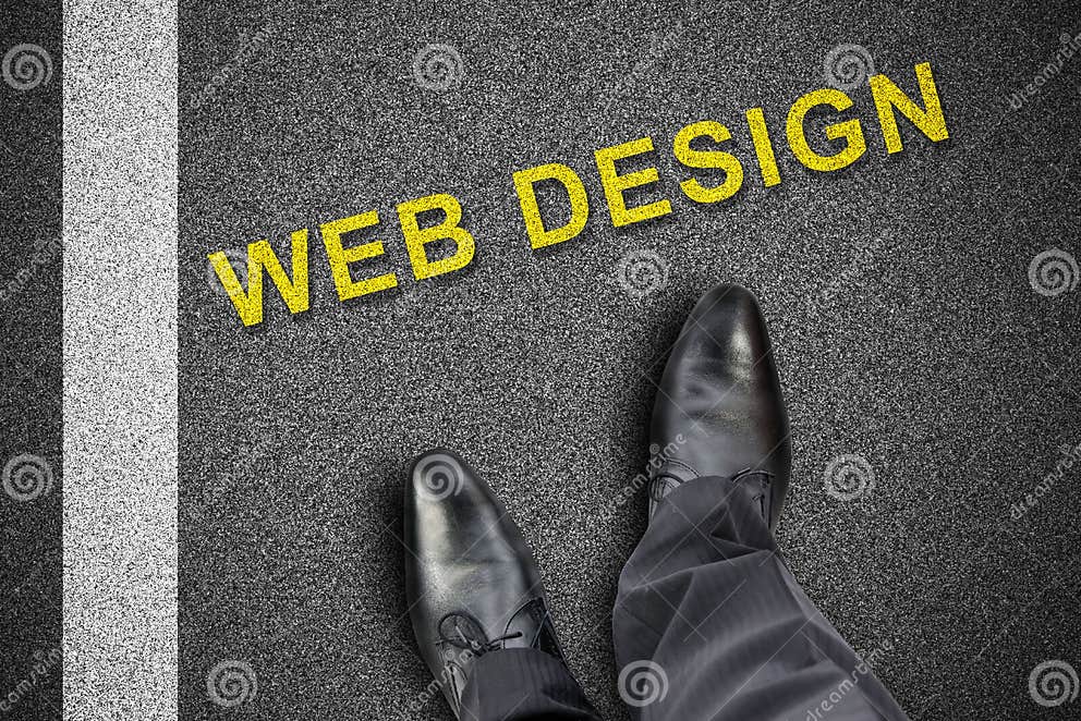 Word Web Design Printed on the Road Stock Image - Image of shoe ...