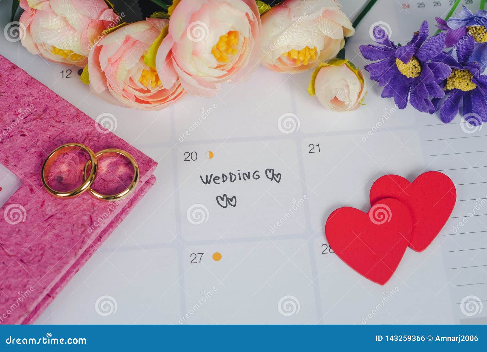 Word Wedding To Reminder Wedding Day with Wedding Ring on Calendar ...