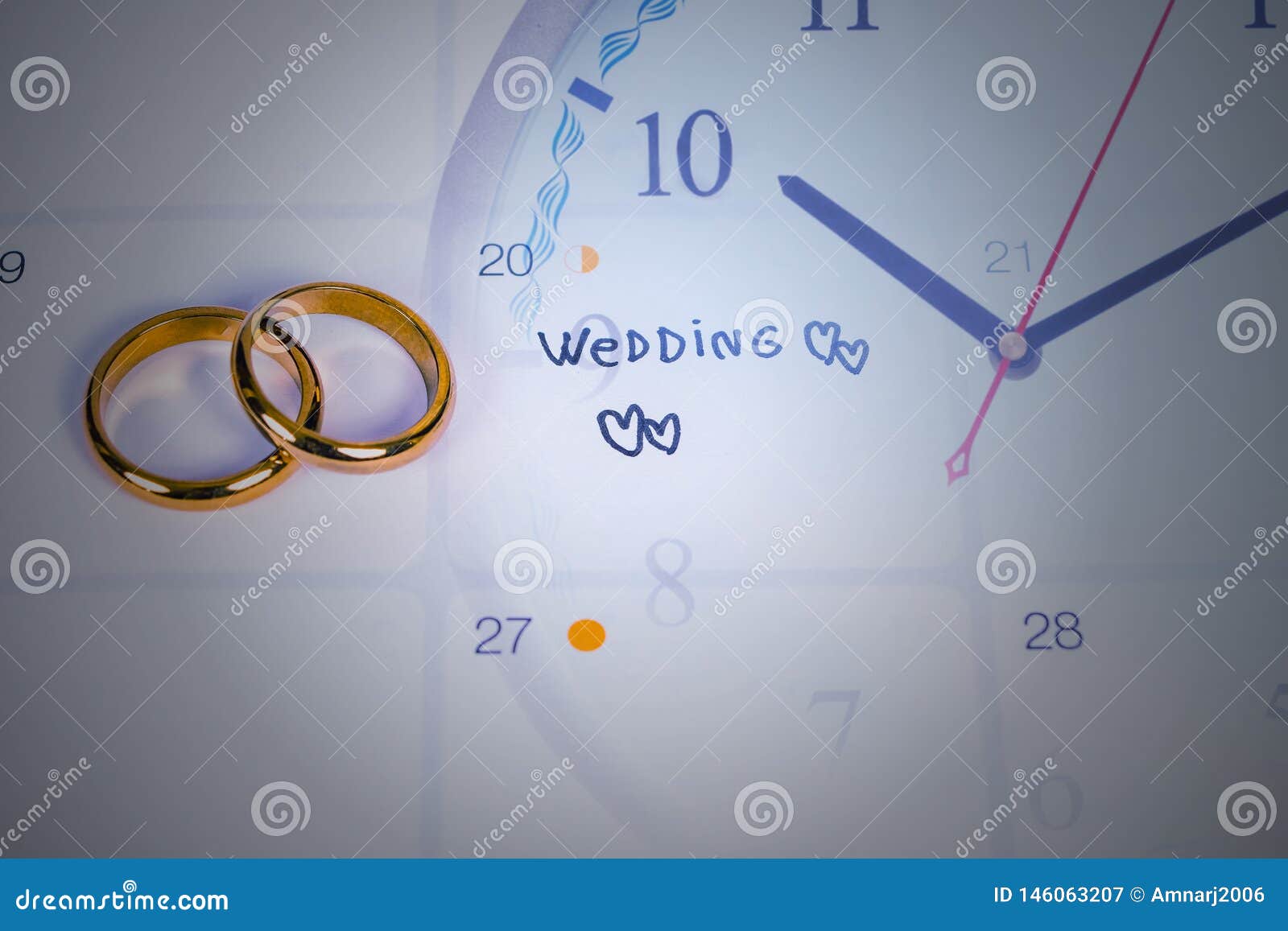 Word Wedding To Reminder Wedding Day with Wedding Ring on Calendar ...